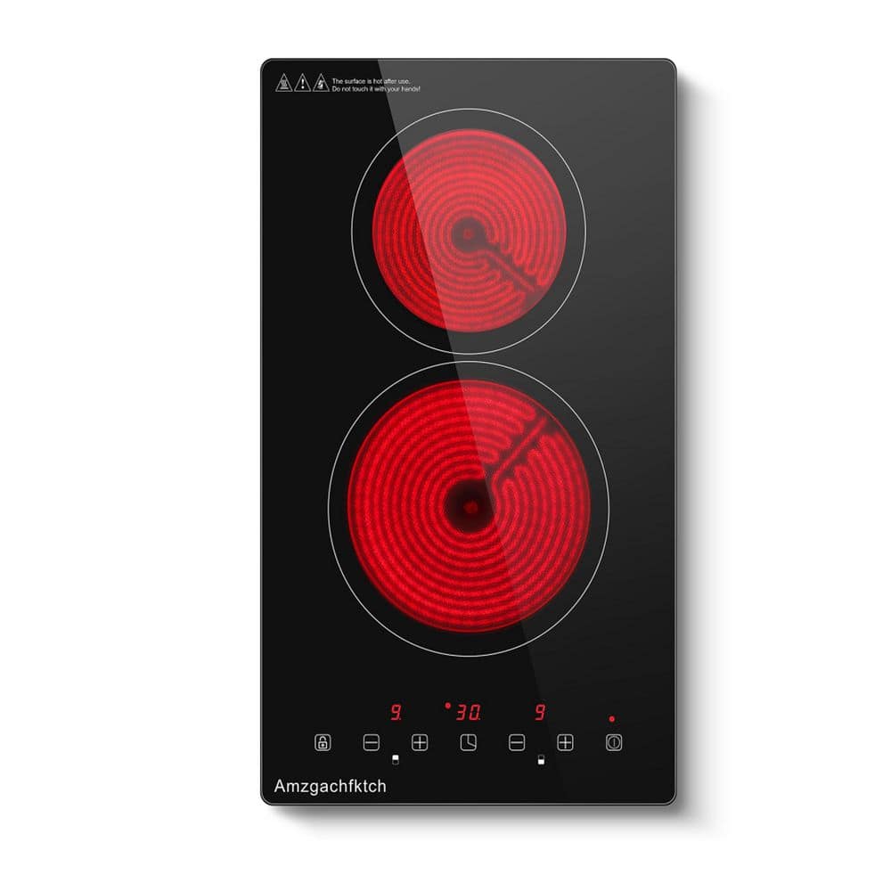 Amzgachfktch 12 in. 2-Burners Built-in Electric Cooktop Ceramic Stove ...