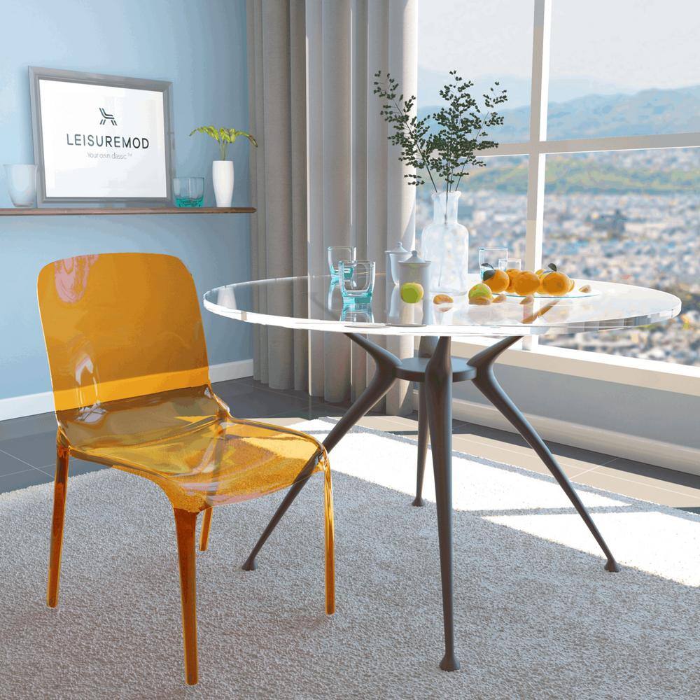 Leisuremod Stackable Plastic Dining Chair Modern Full Back Acrylic ...