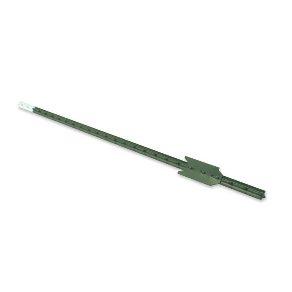 Everbilt 10 ft. x 1.75 in. x 3 in. Green Metal UPC Fence T-Post with ...