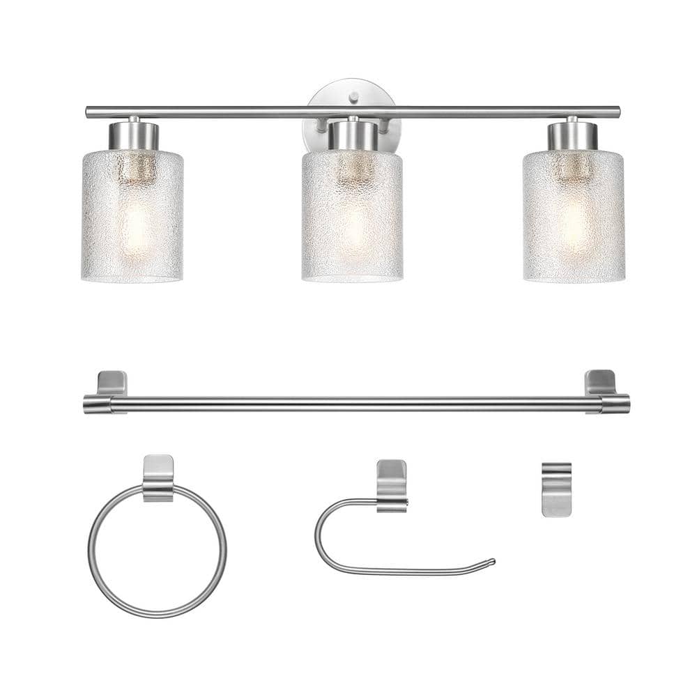 Globe Electric Morley 23 in. 3-Light Brushed Nickel Vanity Light with ...