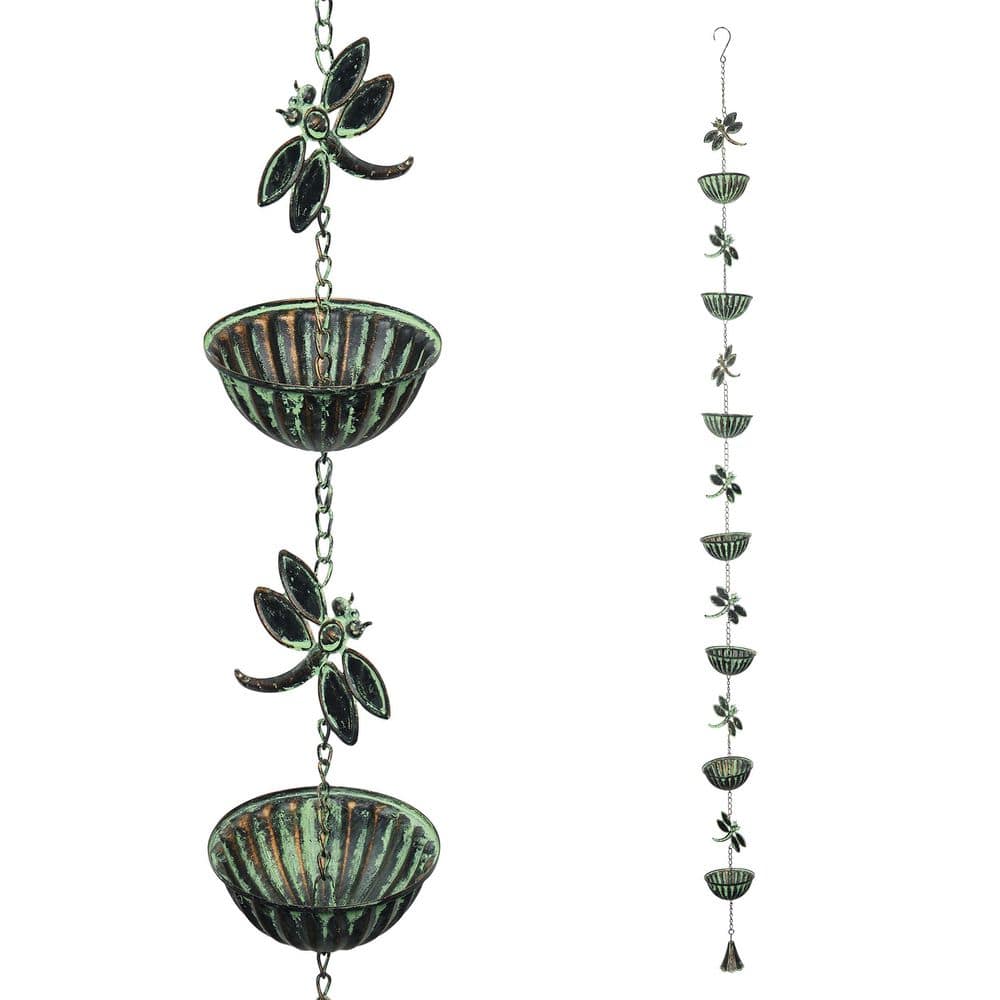 Alpine Corporation Metal Hanging Dragonfly Chain Rain Catcher QES142HH ...
