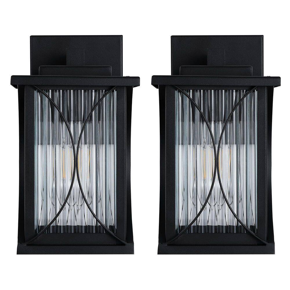 GMGSROM 9.5 in. 1-Light Matte Black Hardwired Outdoor Wall Lantern ...