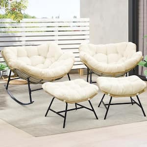 Oversized PE Wicker Double Outdoor Rocking Chair 2-Person 700 lbs ...