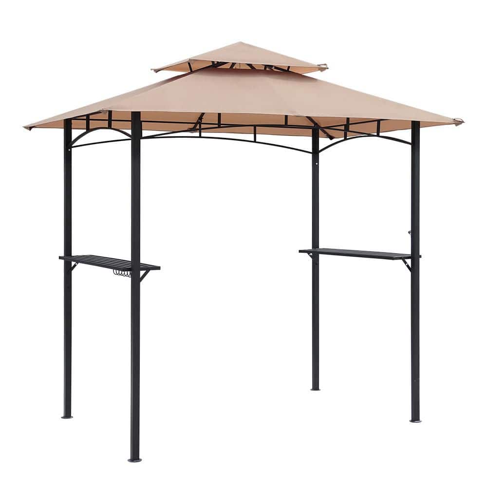 Maypex 8 ft. x 5 ft. Outdoor Black Steel 2-Tier Vented Barbecue Grill ...