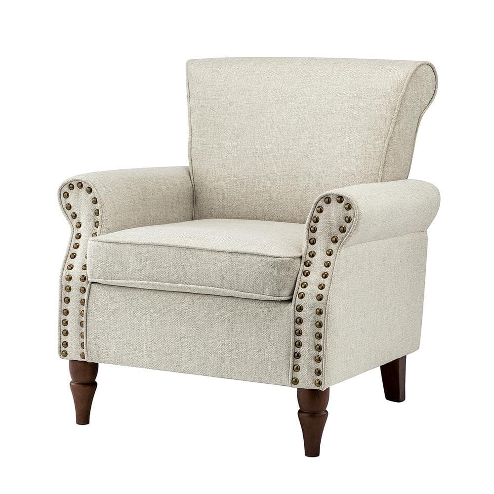 Jayden Creation Cythnus Traditional Oatmeal Nailhead Trim Upholstered