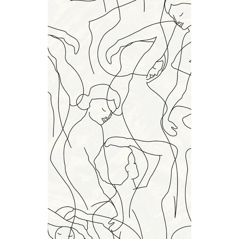 Walls Republic Bright White Abstract Model Lines Print Non-Woven Non ...