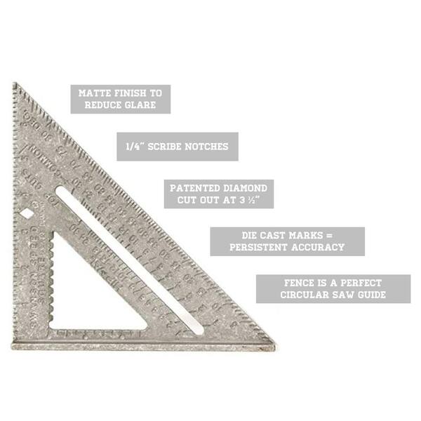 Industrial 7 ROOFING SPEED SQUARE ALUMINIUM ALLOY RAFTER ANGLE MEASURE Industrial 7 ROOFING SPEED SQUARE ALUMINIUM ALLOY RAFTER ANGLE MEASURE