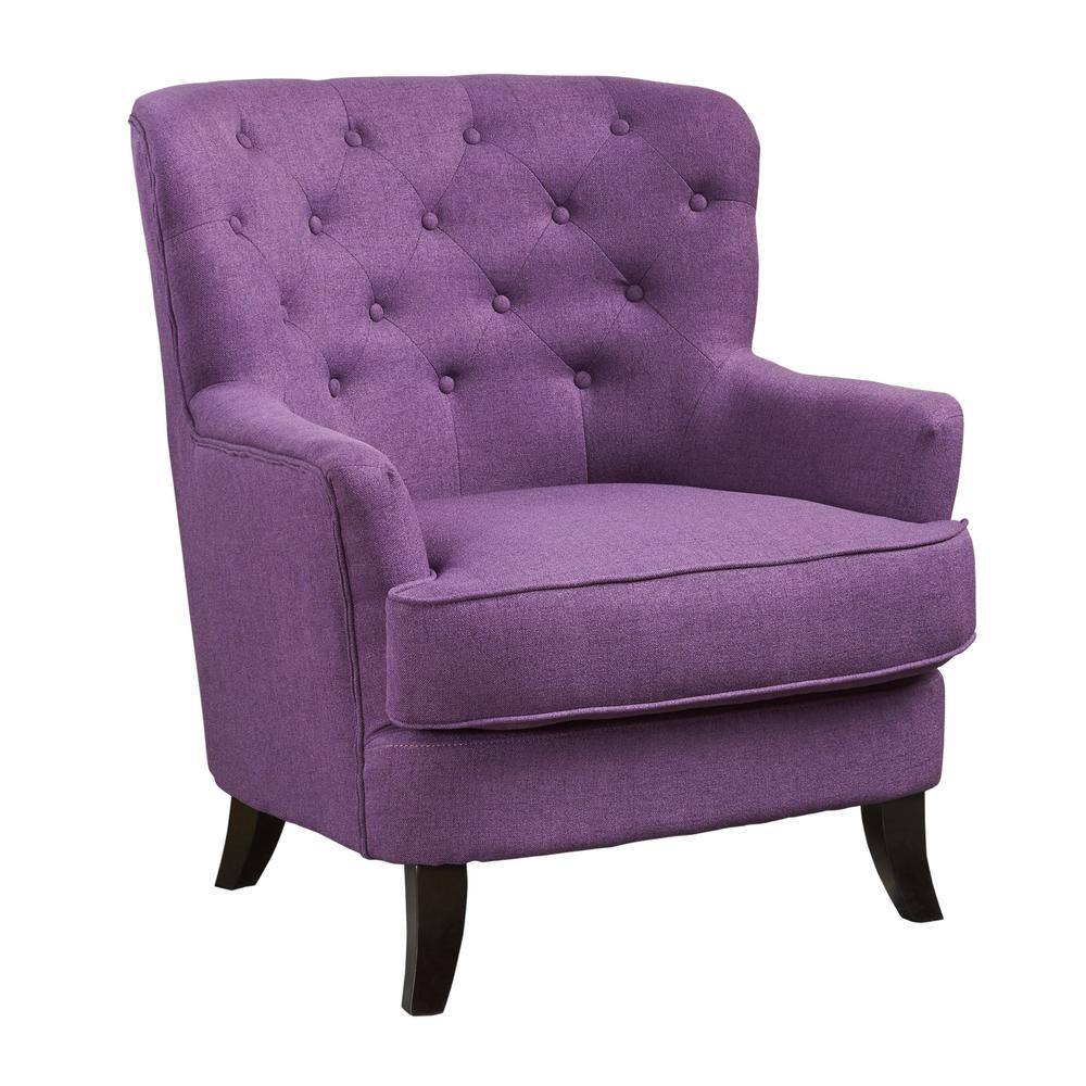 Anikki Purple and Dark Brown Tufted Club Chair 12660 - The Home Depot