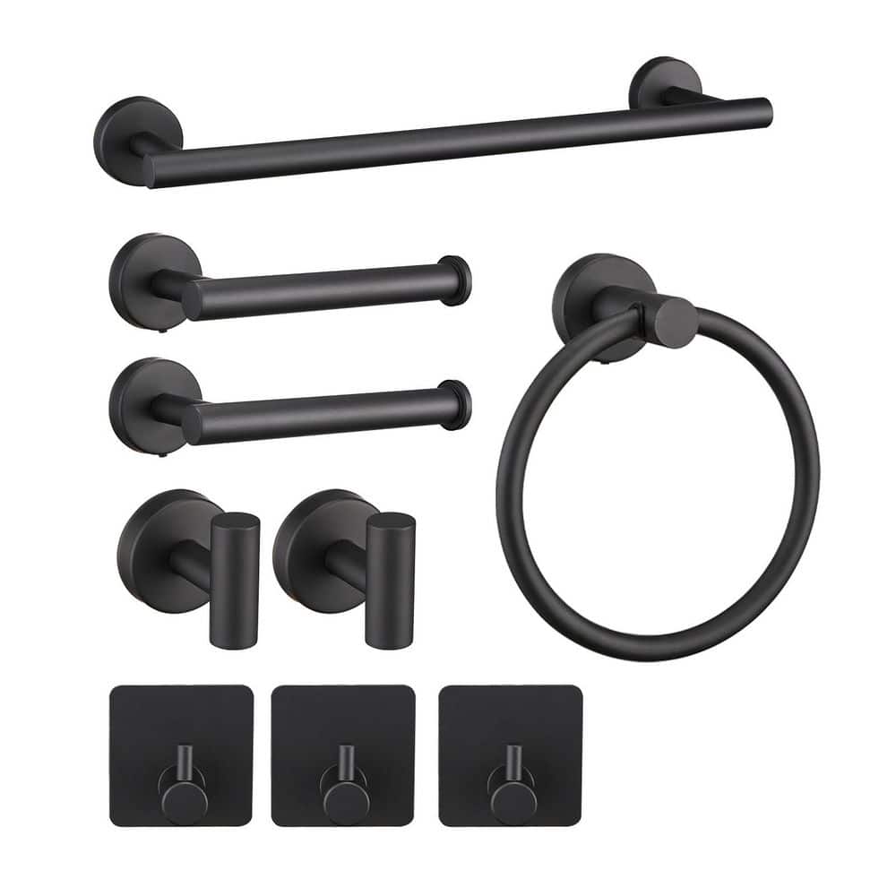 LANDOLT 9-Piece Bath Hardware Set in Stainless Steel with Towel Bar ...