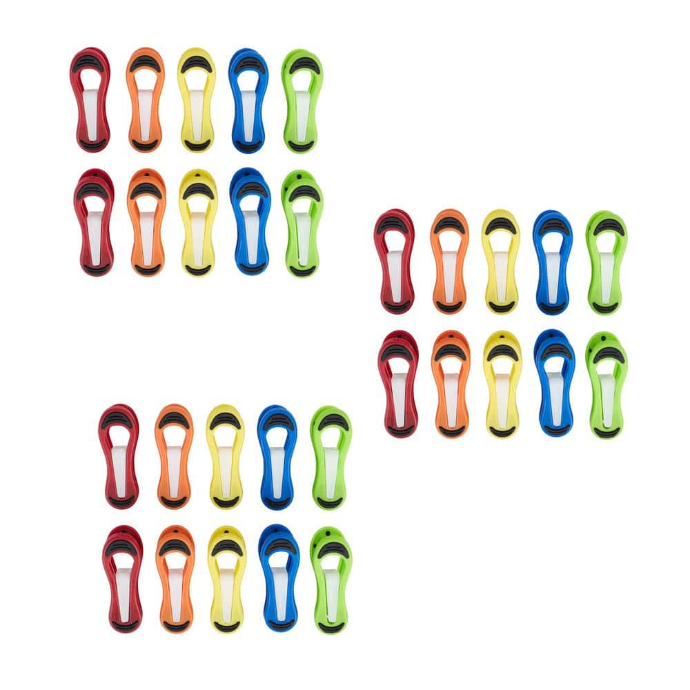 Home Basics Multi-Purpose Plastic Clips with Grip, Multi Pack of 30 ...