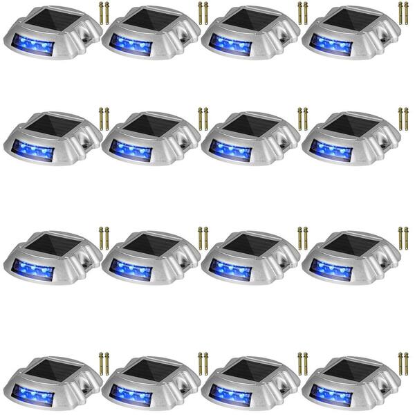 VEVOR Dock Lights Led Solar Powered 16-Pack Outdoor Waterproof Wireless ...
