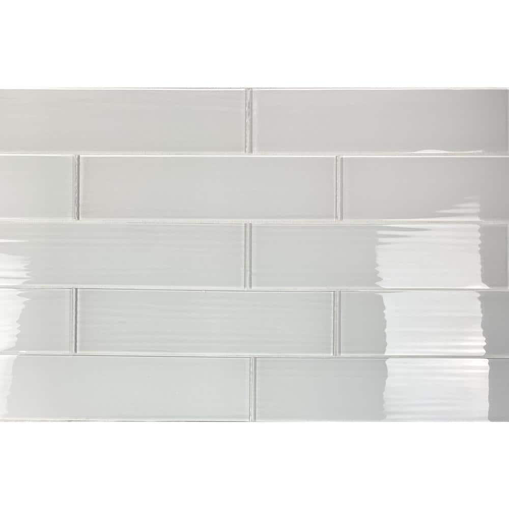 ABOLOS Italian White 4 in. x 16 in x 6 mm. Textured Large Format Glass ...