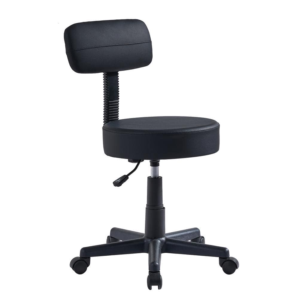 VECELO Office Stool Faux Leather Rolling Ergonomic Office Chair in ...