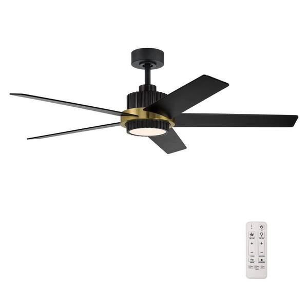 Hampton Bay Hailey 52 in. Indoor/Outdoor Covered Matte Black 5CCT ...