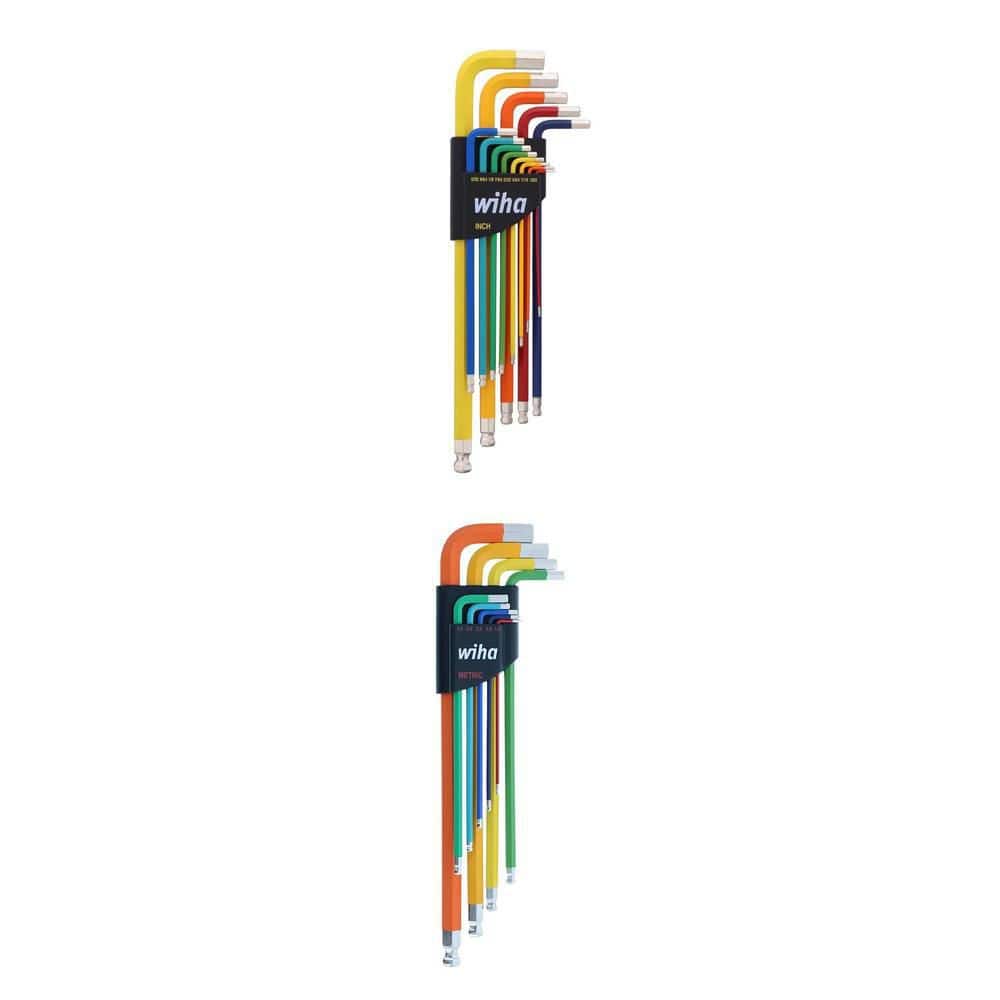 Wiha Color-Coded Ball End Hex L Key Set, Inch (13-Pieces) and Metric (9-Piece) Combo - The Home ...