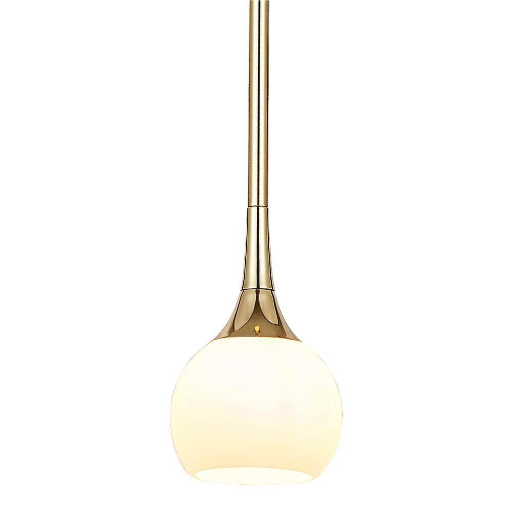 P1721 60-W 1 Light Polished Brass Finish Simple Pendant Light with Opal ...