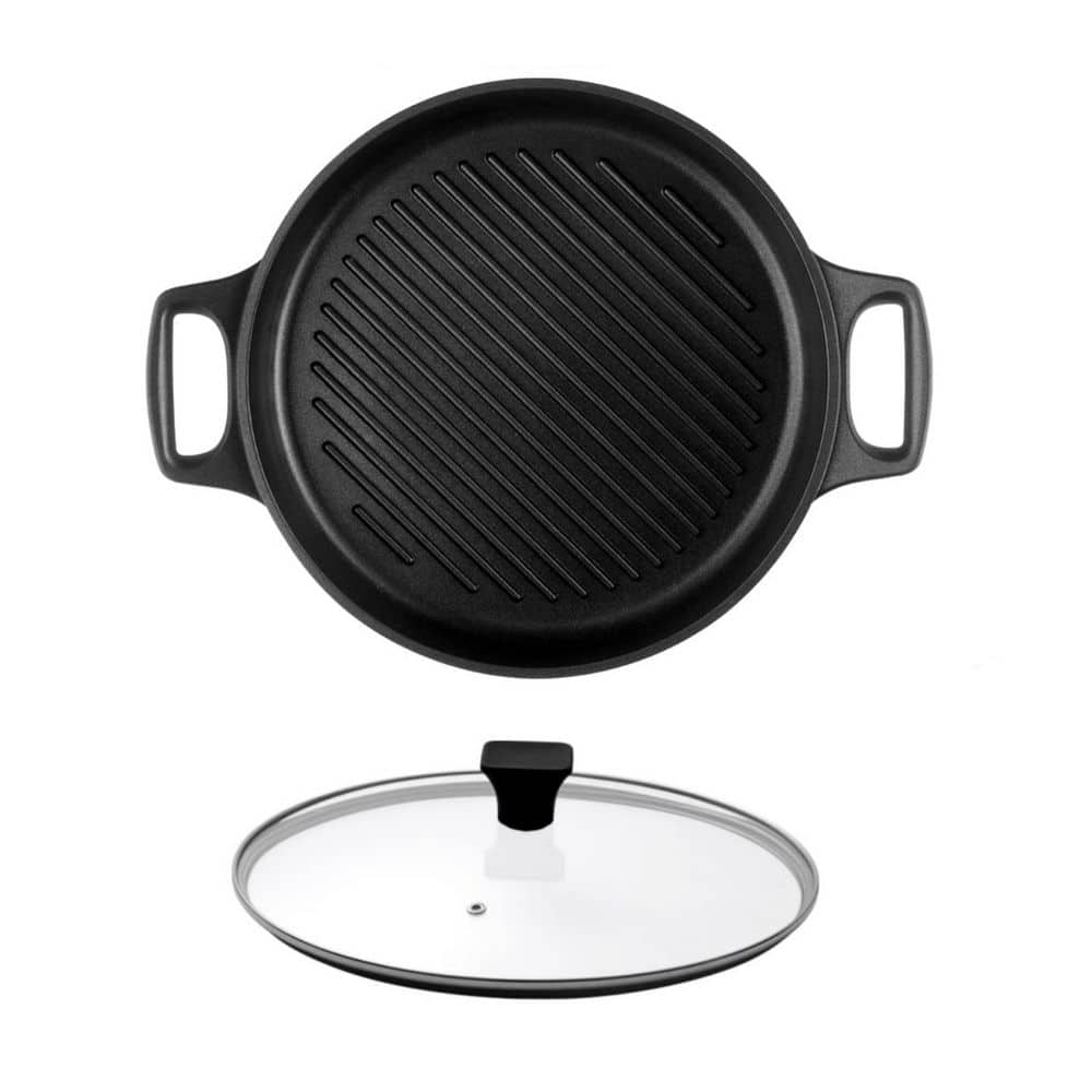 Numhew 12 in. Round Cast Aluminum Griddle Pan, Nonstick Grill Pan in ...