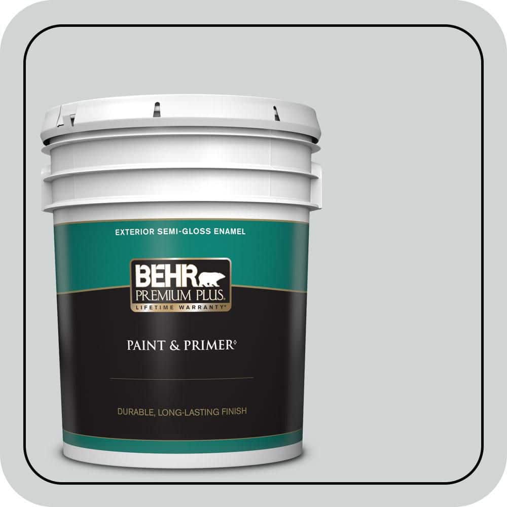 BEHR PREMIUM PLUS 5 gal. #N450-1 Evaporation Semi-Gloss Enamel Exterior ...