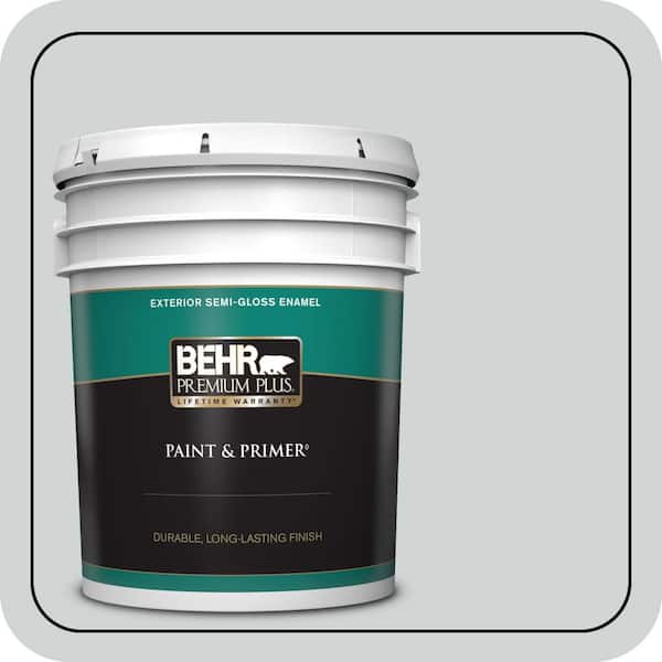 BEHR PREMIUM PLUS 5 gal. #N450-1 Evaporation Semi-Gloss Enamel Exterior ...