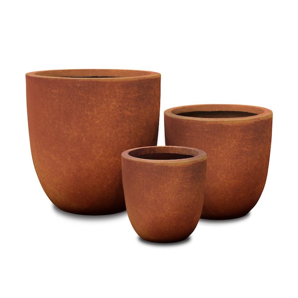 KANTE 20", 16.5" and 13.3"W Round Iron Oxide Finish Concrete Modern ...