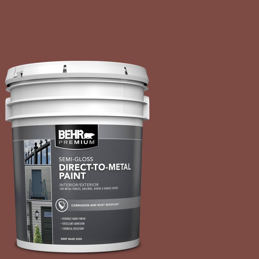 BEHR PREMIUM 5 gal. #PFC-02 Brick Red Semi-Gloss Direct to Metal ...
