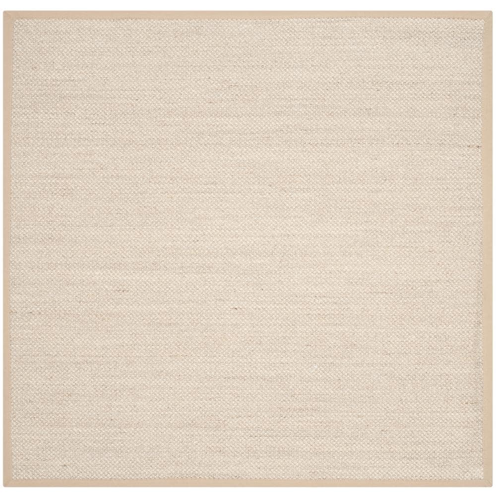 SAFAVIEH Natural Fiber Marble/Linen 9 ft. x 9 ft. Square Border Area ...