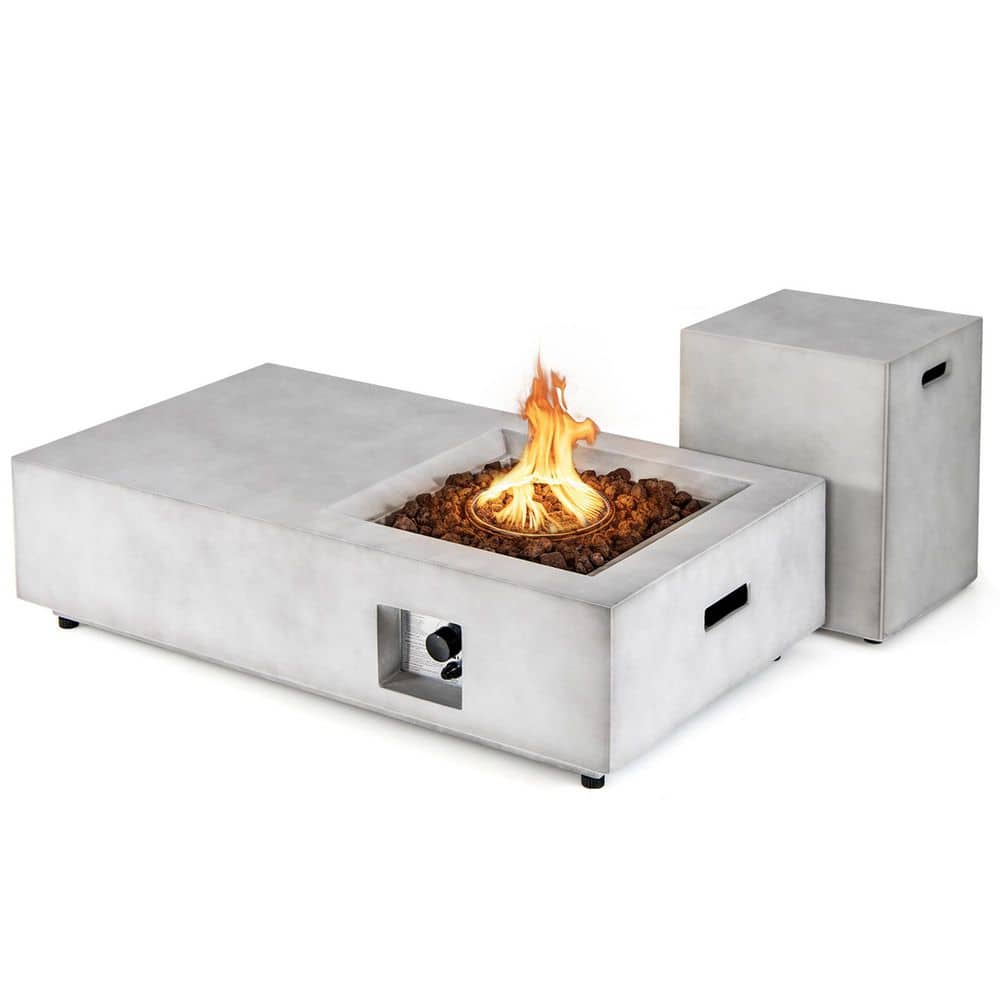 Costway 40,000 BTU Outdoor Rectangular 48 in. Metal Concrete Fire Table ...