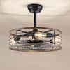 ANTOINE 20 in. Indoor 4-Light Small Black Caged Ceiling Fan with Light ...