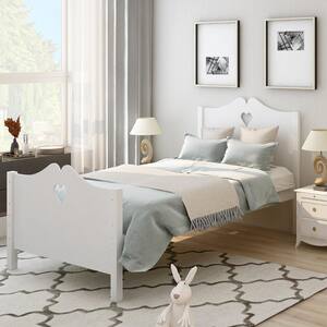 URTR 76 in. W White Twin Bed Frame, Wood Twin Platform Bed Frame with ...