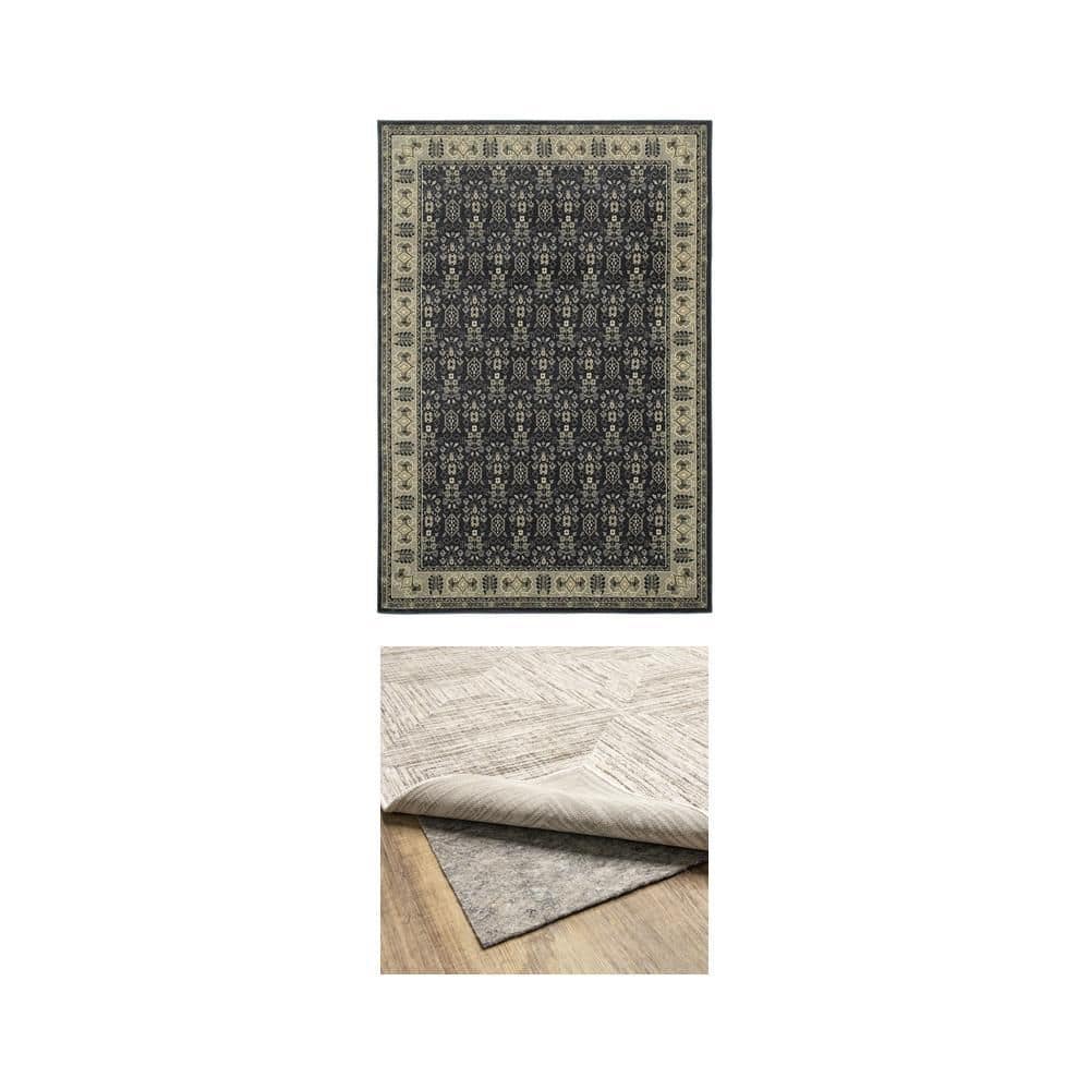 Home Decorators Collection Gianna Indigo 8 ft. x 10 ft. Border Area Rug ...