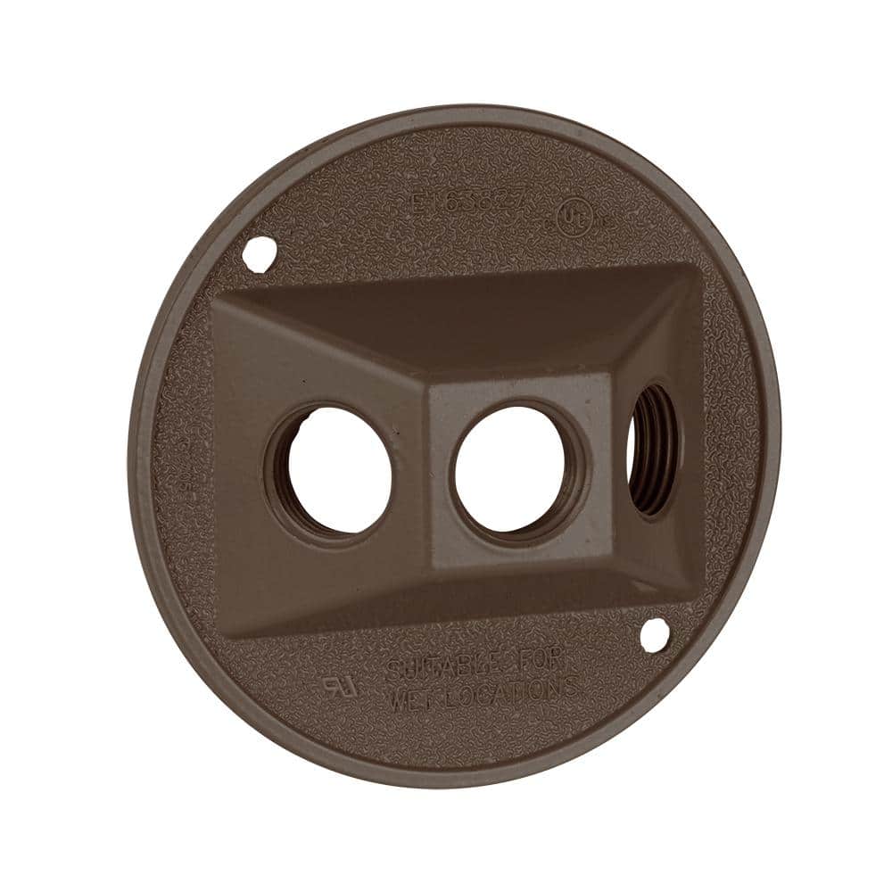Halex 1/2 in. Aluminum Bronze 3-Hole Round Weatherproof Cover W47353 ...
