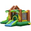 Gymax Inflatable Bounce House Jungle Jumping Bouncer Double Slides Park ...