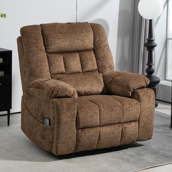 YOFE Flagship 180° Lay Flat 4 Motor 27 in. Extra Wide Brown Chenille ...