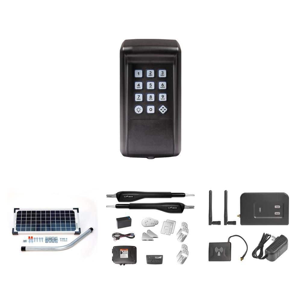 Mighty Mule Heavy Duty Dual Swing Gate Opener with Keypad, Solar Panel ...