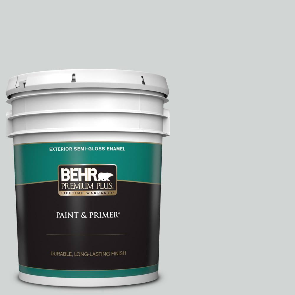 BEHR PREMIUM PLUS 5 gal. #N450-1 Evaporation Semi-Gloss Enamel Exterior ...