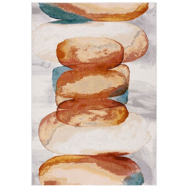 SAFAVIEH Art Studio 8 ft. x 10 ft. Ivory/Rust Running Geometric Area ...