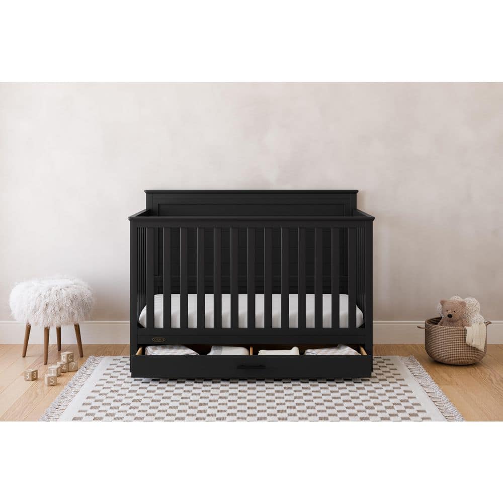 Graco Tristan Black 5-in-1 Convertible Crib with Drawer 04589-40B - The ...