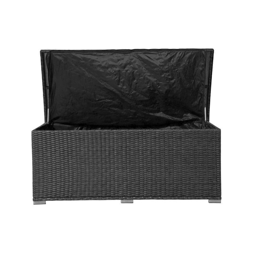 moda furnishings 150 Gal. Black Iron Wicker Deck Box MO-3256M-BK - The ...