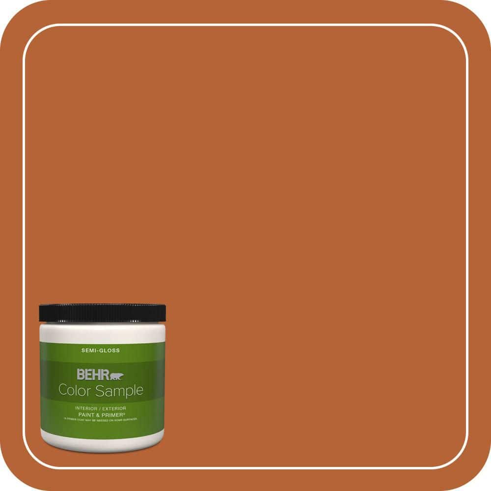 BEHR PREMIUM PLUS 8 oz. #250D-7 Caramelized Orange Semi-Gloss Interior ...