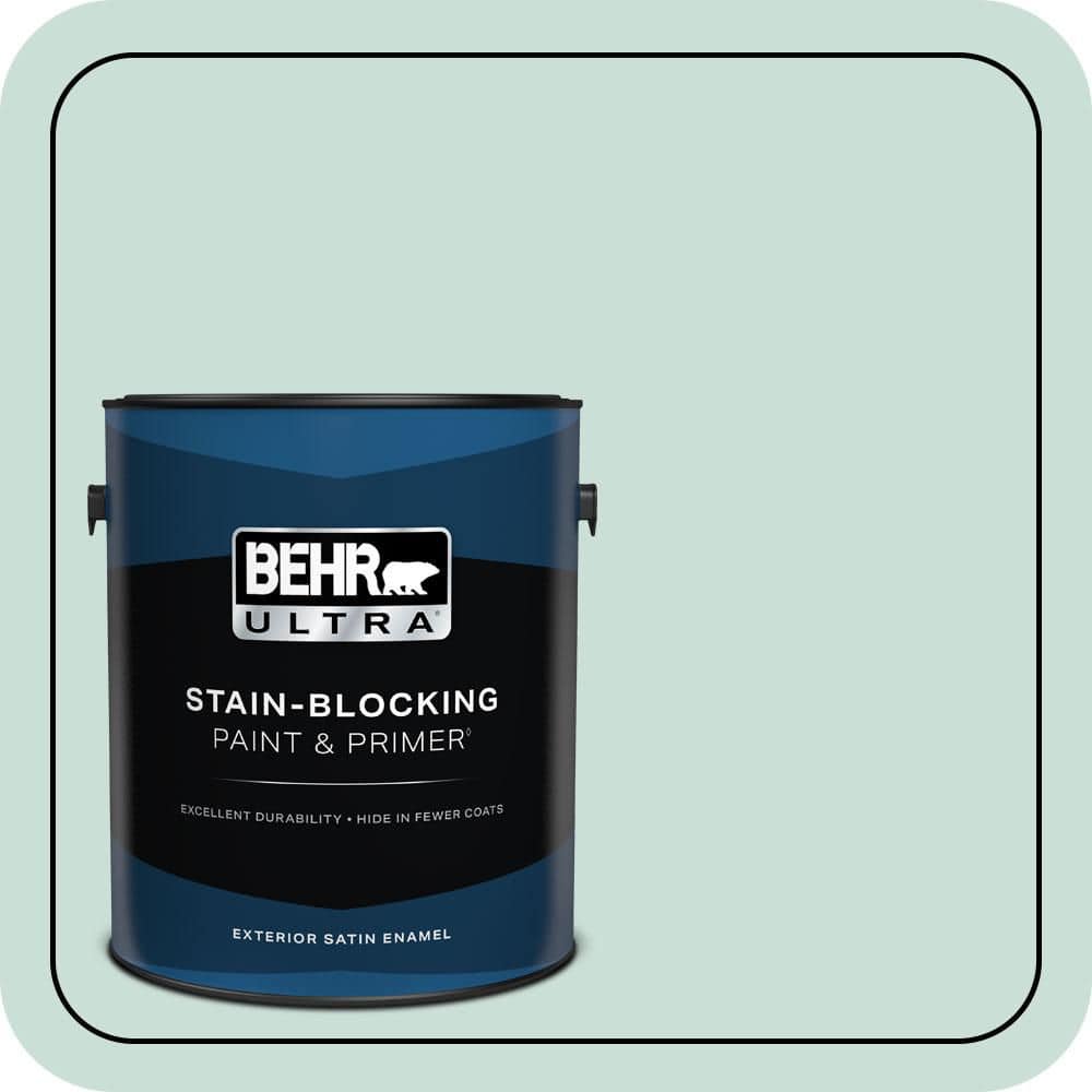 BEHR ULTRA 1 gal. #M430-2 Ice Rink Satin Enamel Exterior Paint & Primer ...