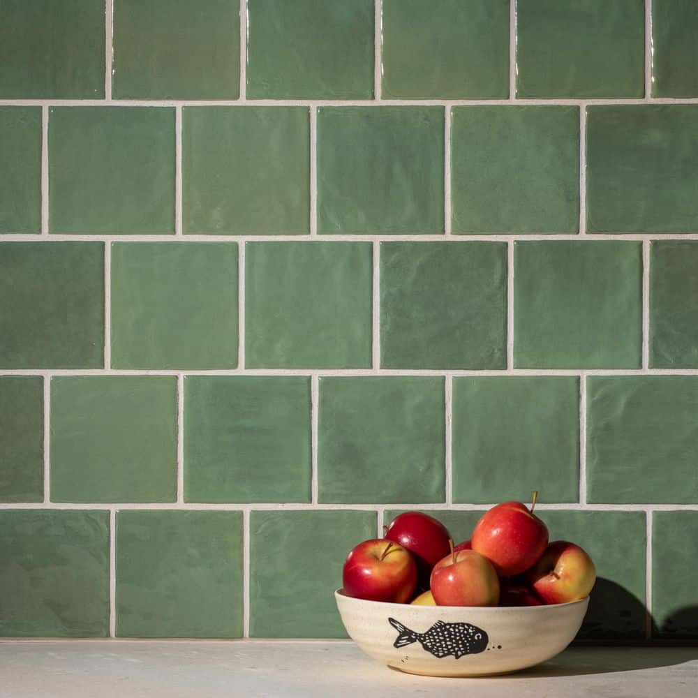 CRUZ BAY STUDIO Harvest 4 in. x 4 in. Greens Gloss Glazed Ceramic Wall ...