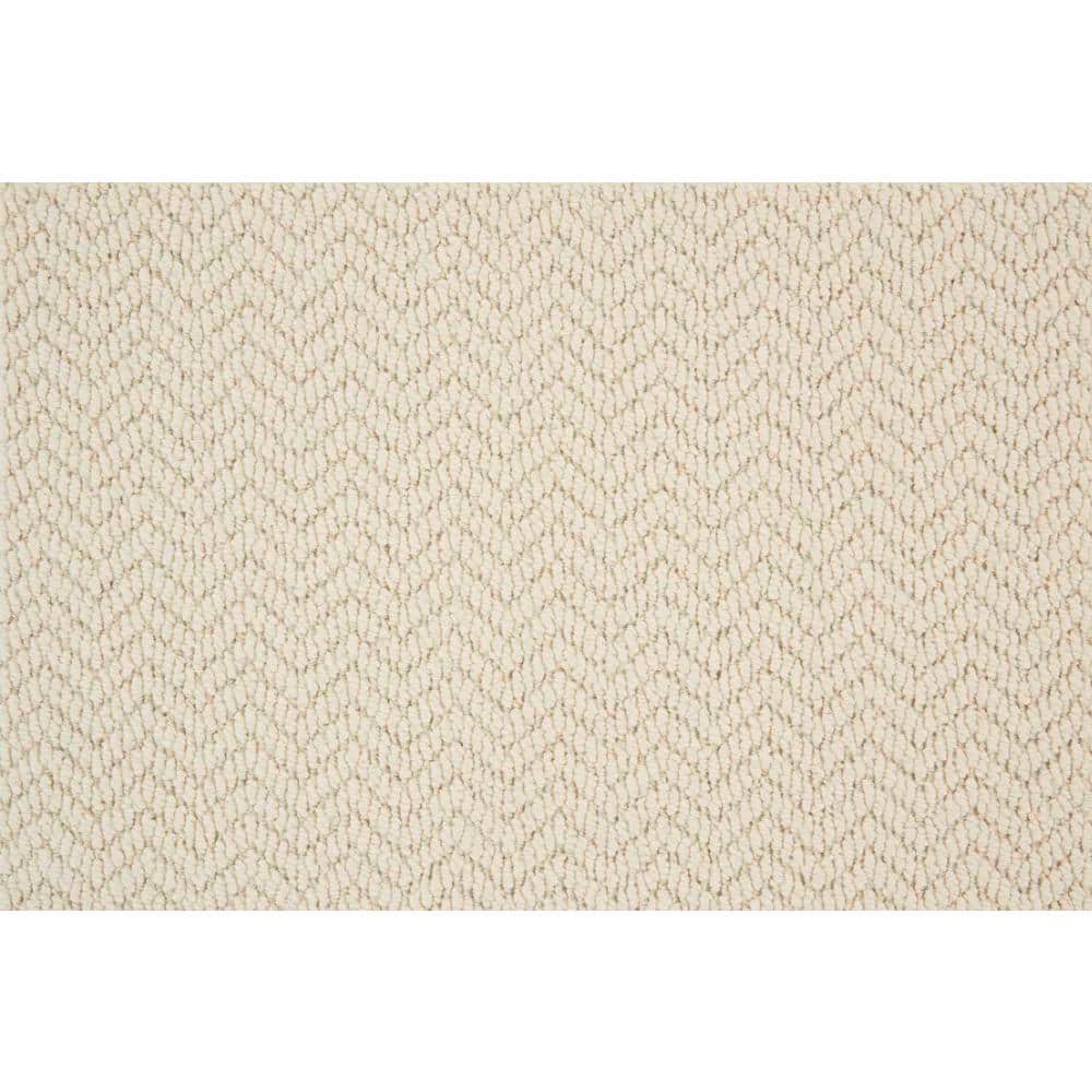 Natural Harmony Crescendo Ivory White 13.2 ft. 42 oz. Wool Pattern ...