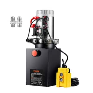 VEVOR 12-Volt DC 4 qt. Hydraulic Pump Hydraulic Power Unit Double ...