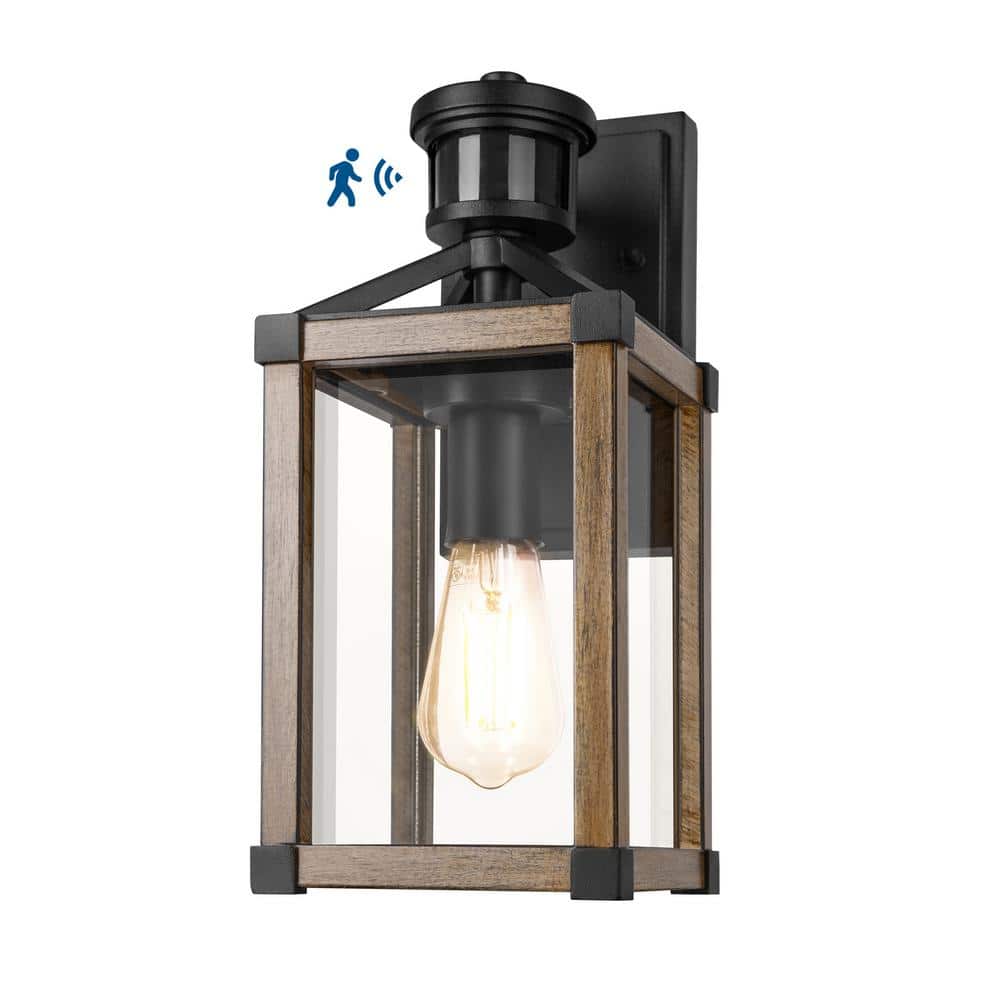 DEWENWILS Manor 13.1 in. Brown Motion Sensing Dusk to Dawn Industrial ...