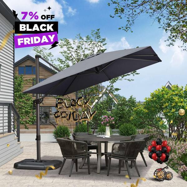 PURPLE LEAF 9 ft. Square Aluminum Outdoor Patio Cantilever Umbrella ...