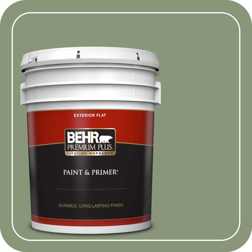 BEHR PREMIUM PLUS 5 gal. #S390-5 Laurel Tree Flat Exterior Paint ...