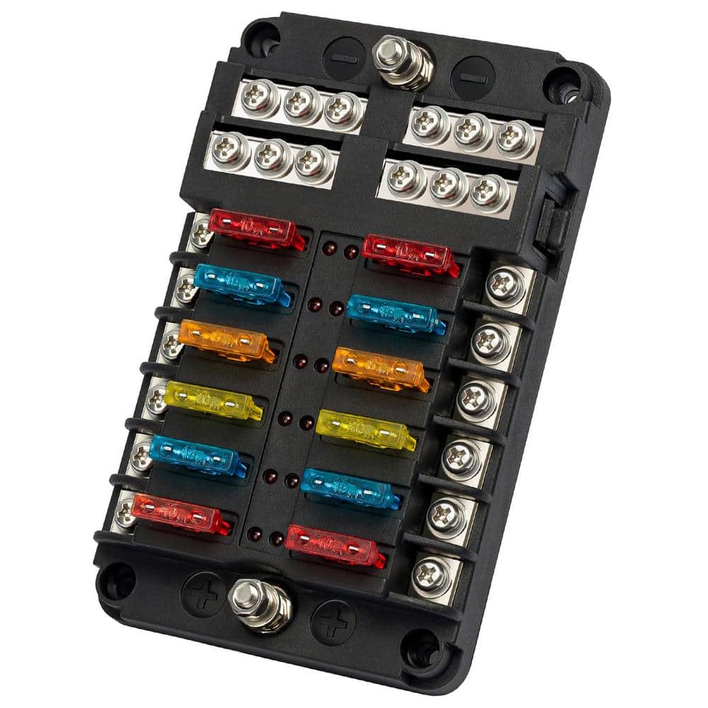 Lukyamzn 12-Way Fuse Block Waterproof Boat Fuse Panel with LED Warning ...
