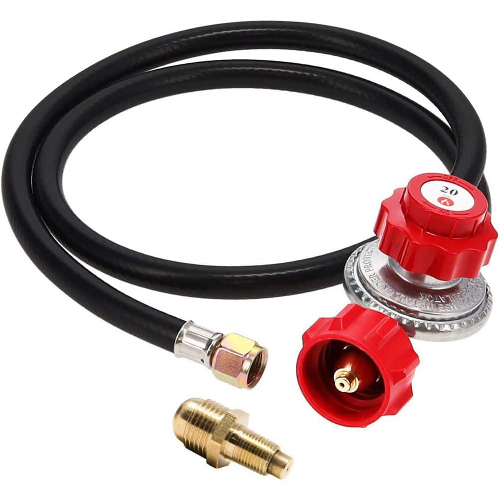GASONE 4 ft. 0 PSI to 20 PSI High Pressure Propane Regulator and Hose with Propane Orifice 2109R ...