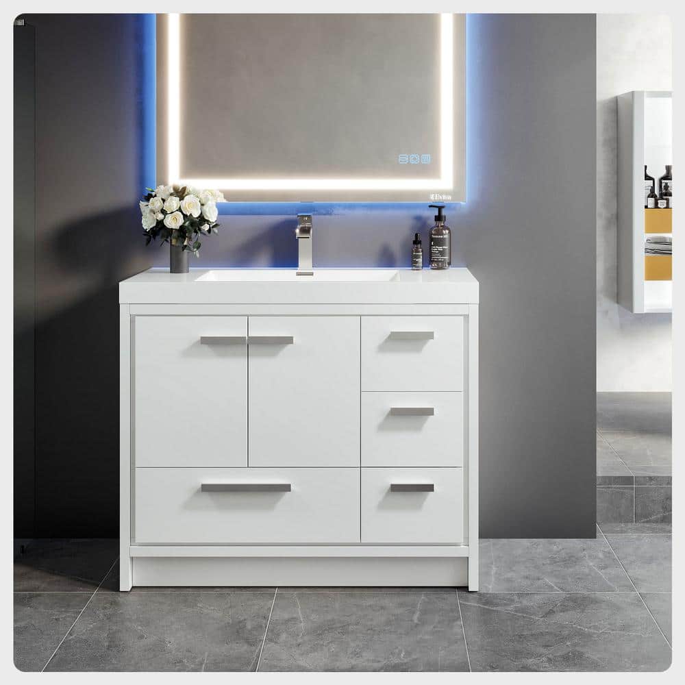 Eviva Grace 42 in. Single Sink White Bath Vanity with White Acrylic Top (Assembled) EVVN765-42WH ...