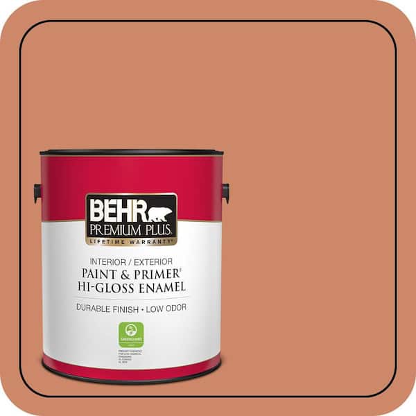 BEHR PREMIUM PLUS 1 gal. #230D-5 Aztec Brick Hi-Gloss Enamel Interior ...
